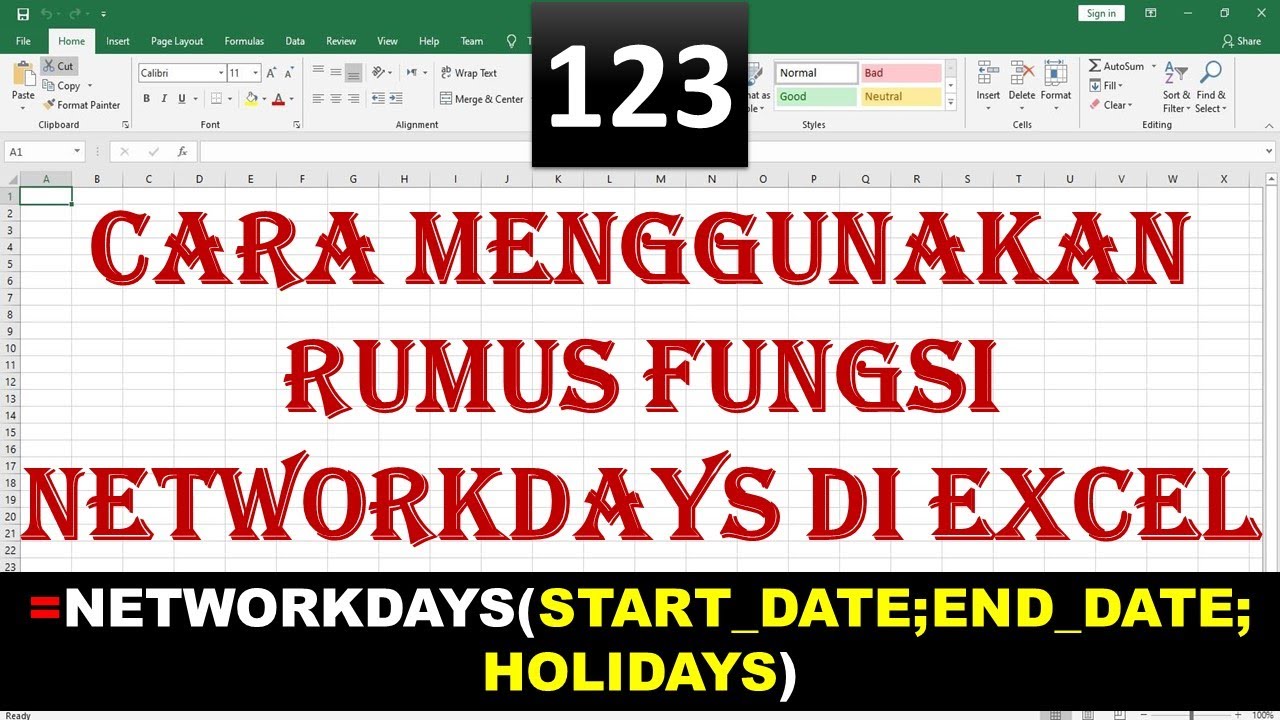 cara menggunakan rumus fungsi networkdays di excel - YouTube