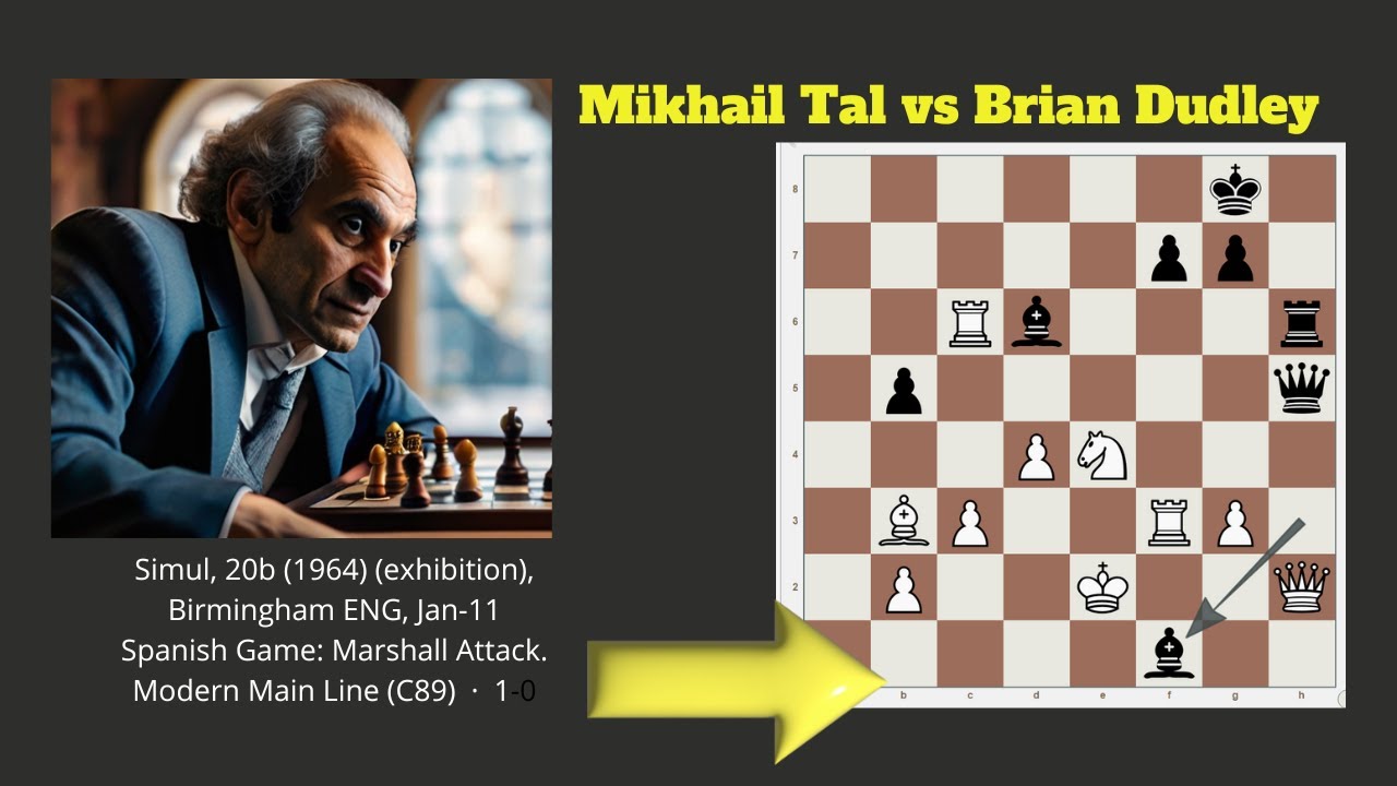 Mikhail Tal vs Brian Dudley Spanish Game Marshall Attack #mikhailtal #chess #xadrez - YouTube