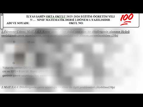 5.Sınıf Matematik 2.Dönem 1.Yazılı Soruları / 100 ALMAK İSTEYENLER..