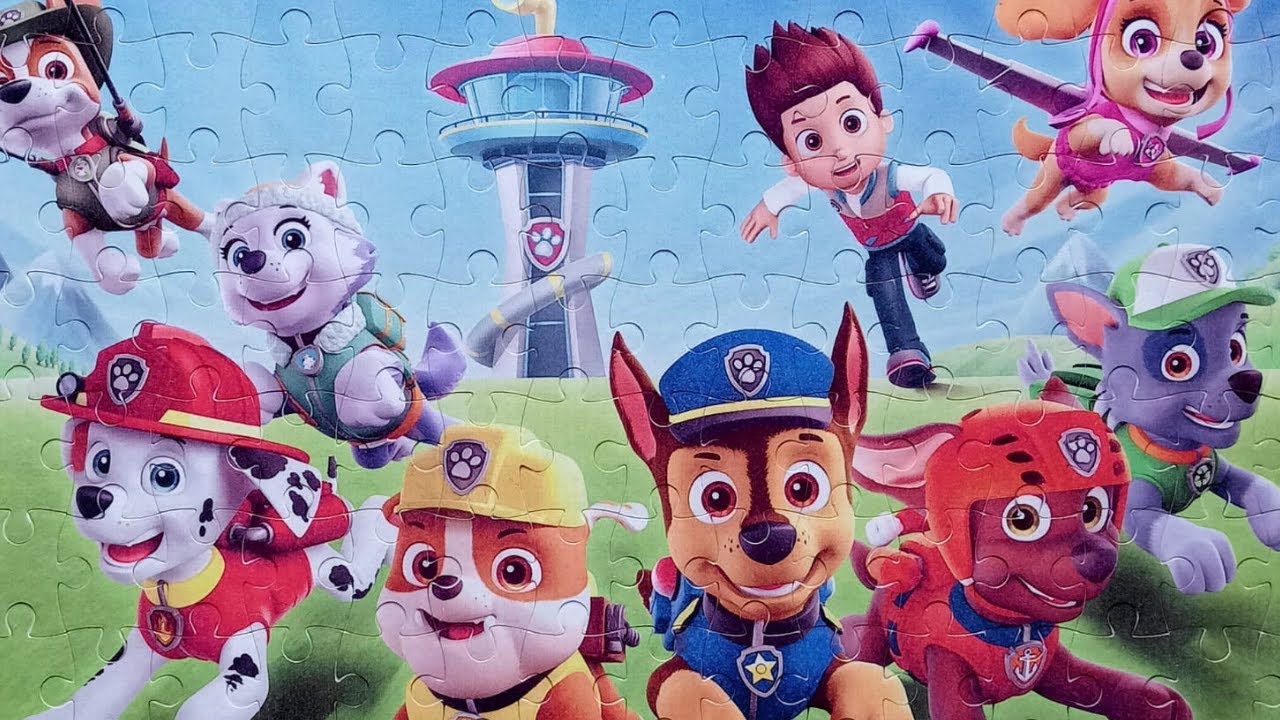 PAW Patrol Marshall with friends - assembling a puzzle for kids I ...