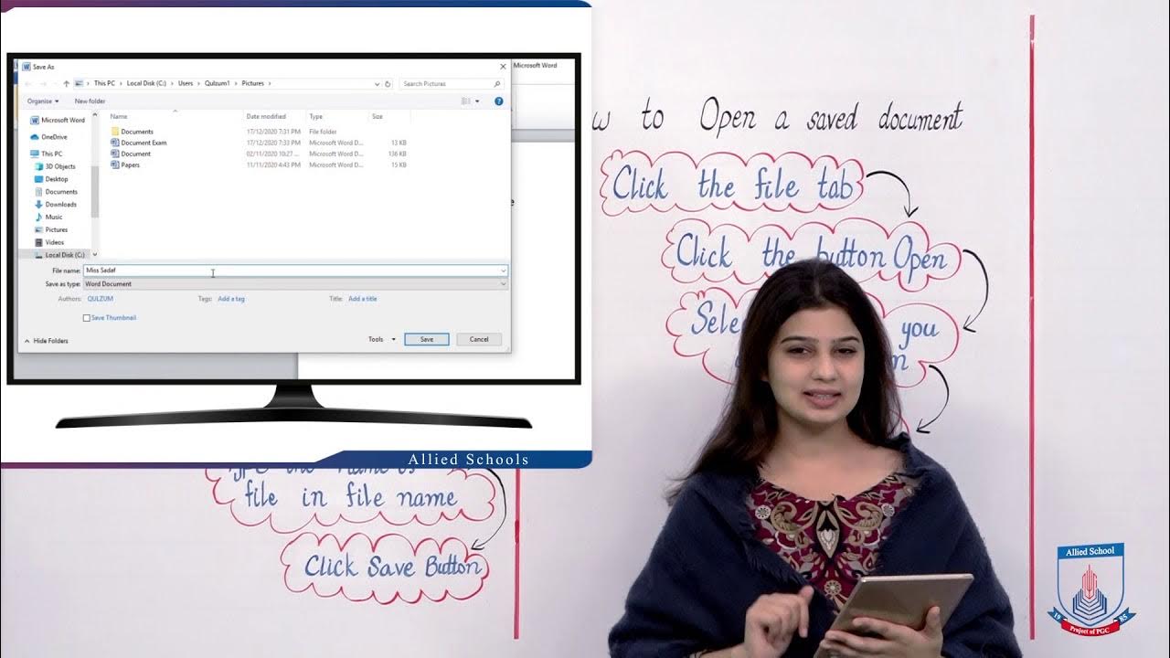 Class 4 - Computer Studies - Chapter 8 - Lecture 12 saved document in MS word - Allied Schools ...