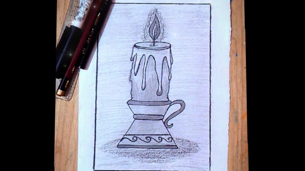 How to Draw a Candle🕯️ Pencil shade Drawing ||Candle Drawing With ...