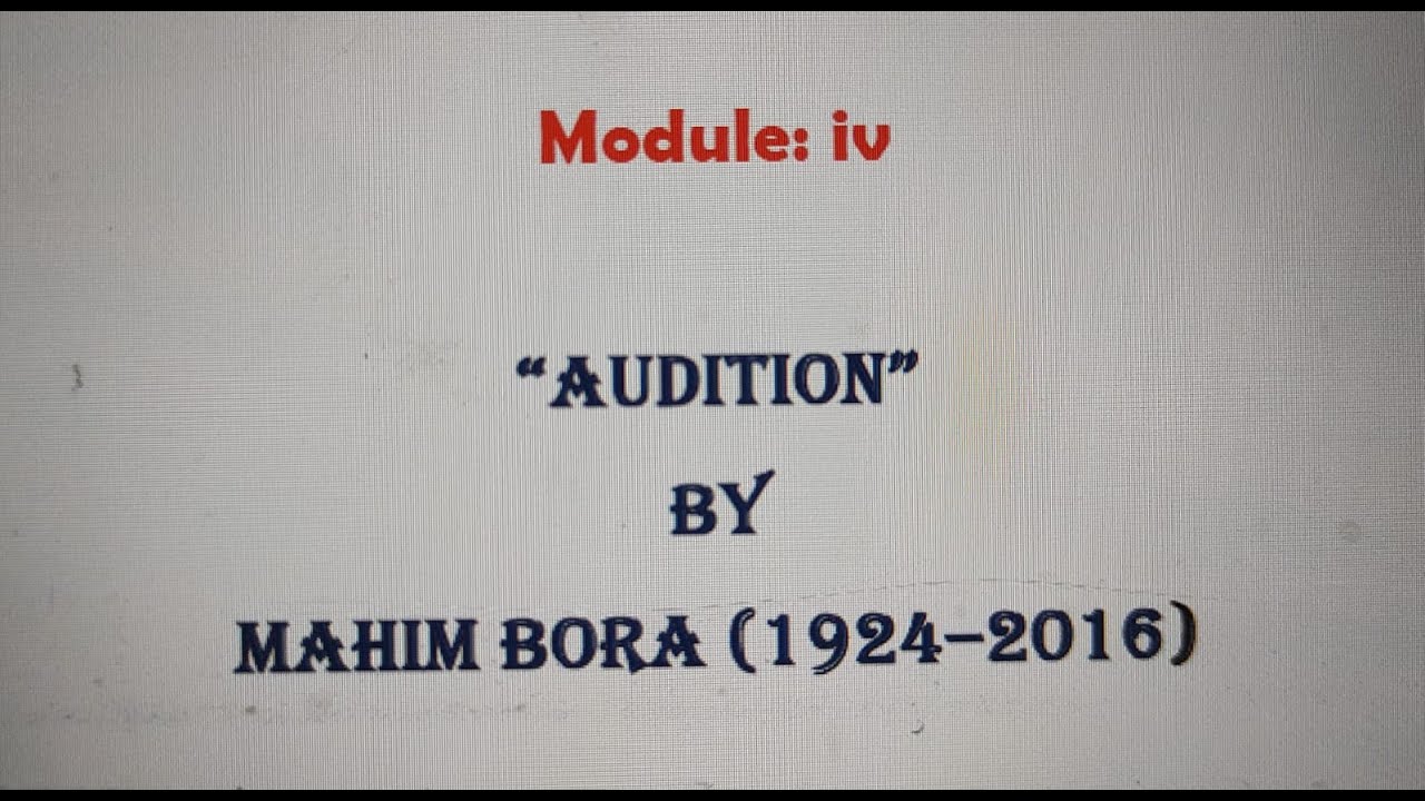 “Audition” By Mahim Bora (1924–2016)Prepared and presented by -JINTU ...