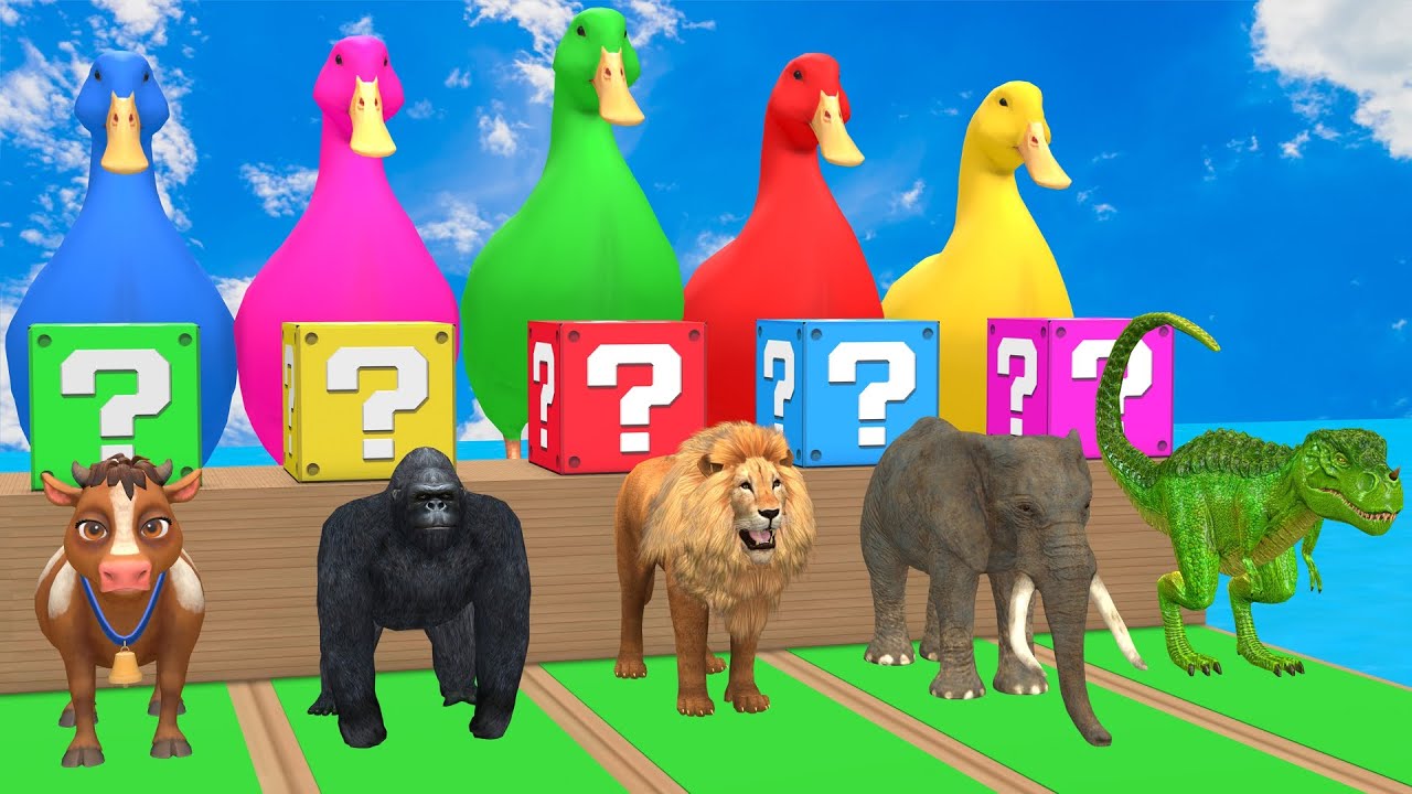 5 Giant Duck & Wild Animals Cage Game Cow Gorilla Rhinoceros Elephant ...