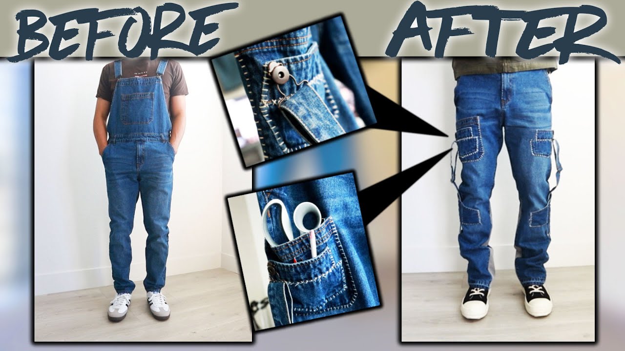 I Made My Old OVERALLS into Cargo PANTS | JULIUS - YouTube