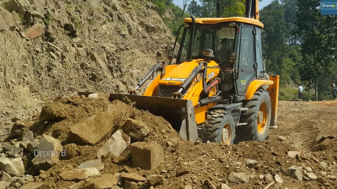 After Rain Bad Condition of the Mountain Road Fixing with JCB Backhoe ...
