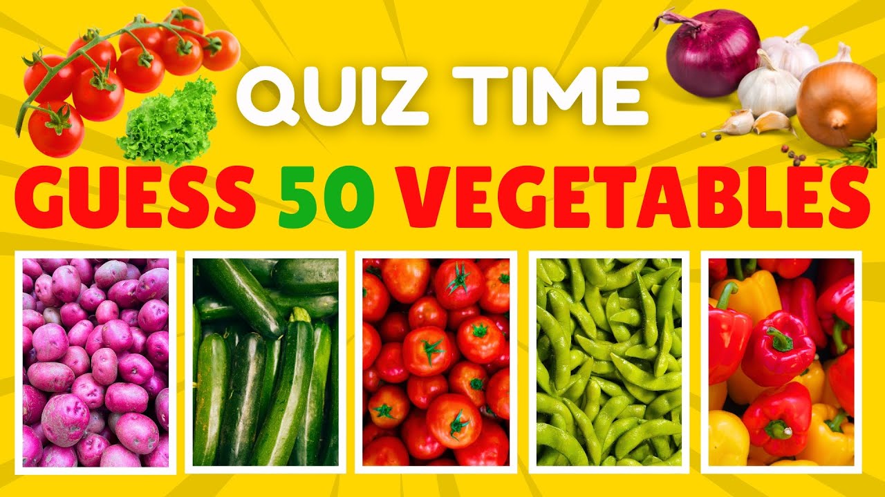 Guess 50 VEGETABLES in 5 Seconds | Easy, Medium, Hard Levels QUIZ Game ...