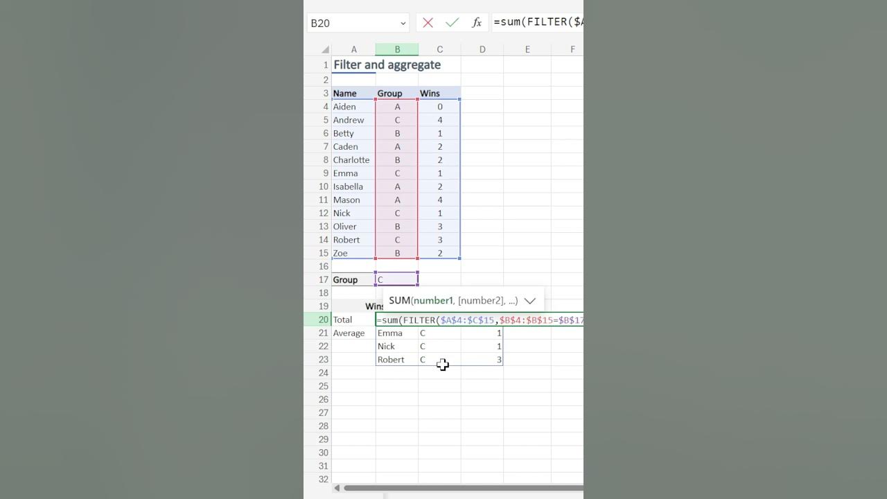 Filter And Aggregate In Excel Exceltech Excelfunction Excelworld Excelsolutions