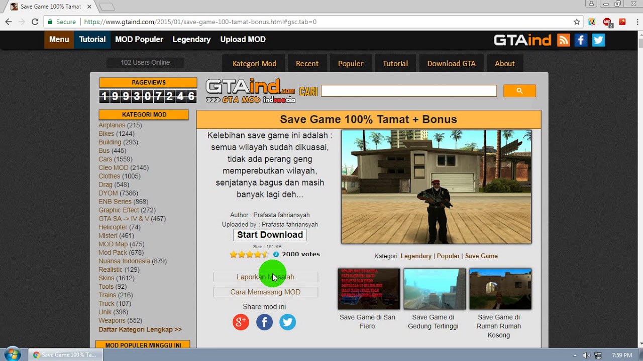 cara menggunakan save data gta san andreas pc - YouTube