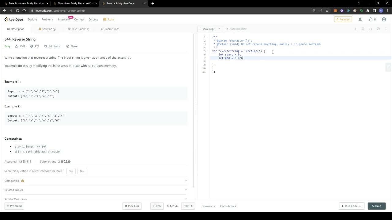 344. Reverse String Leetcode (Google & Amazon Interview) Javascript ...