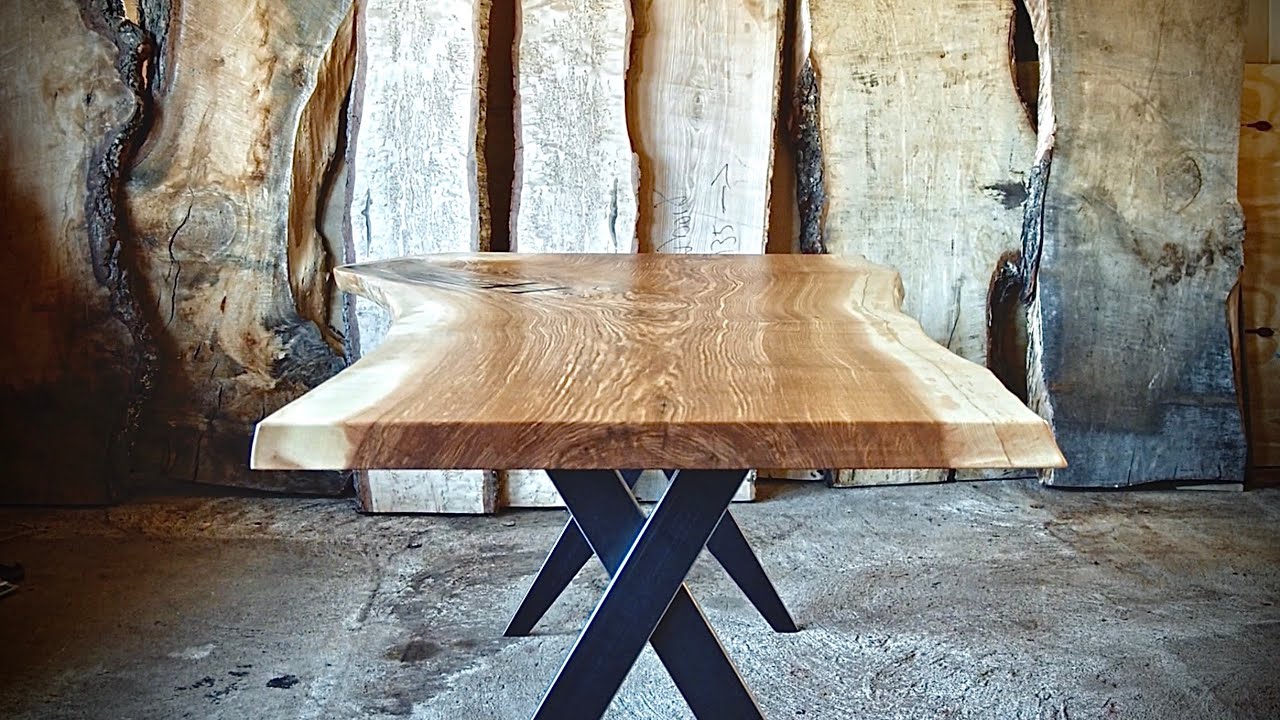 Table From a Slab Of Ash - Woodworking - YouTube