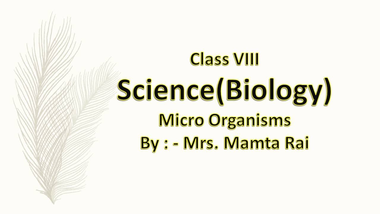 Class VIII : Science(Biology) - Micro Organisms - YouTube