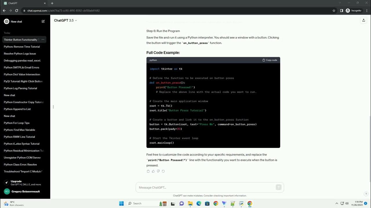 When using tkinter in Python 3 how do you get a button to run a function each time it is pressed ...