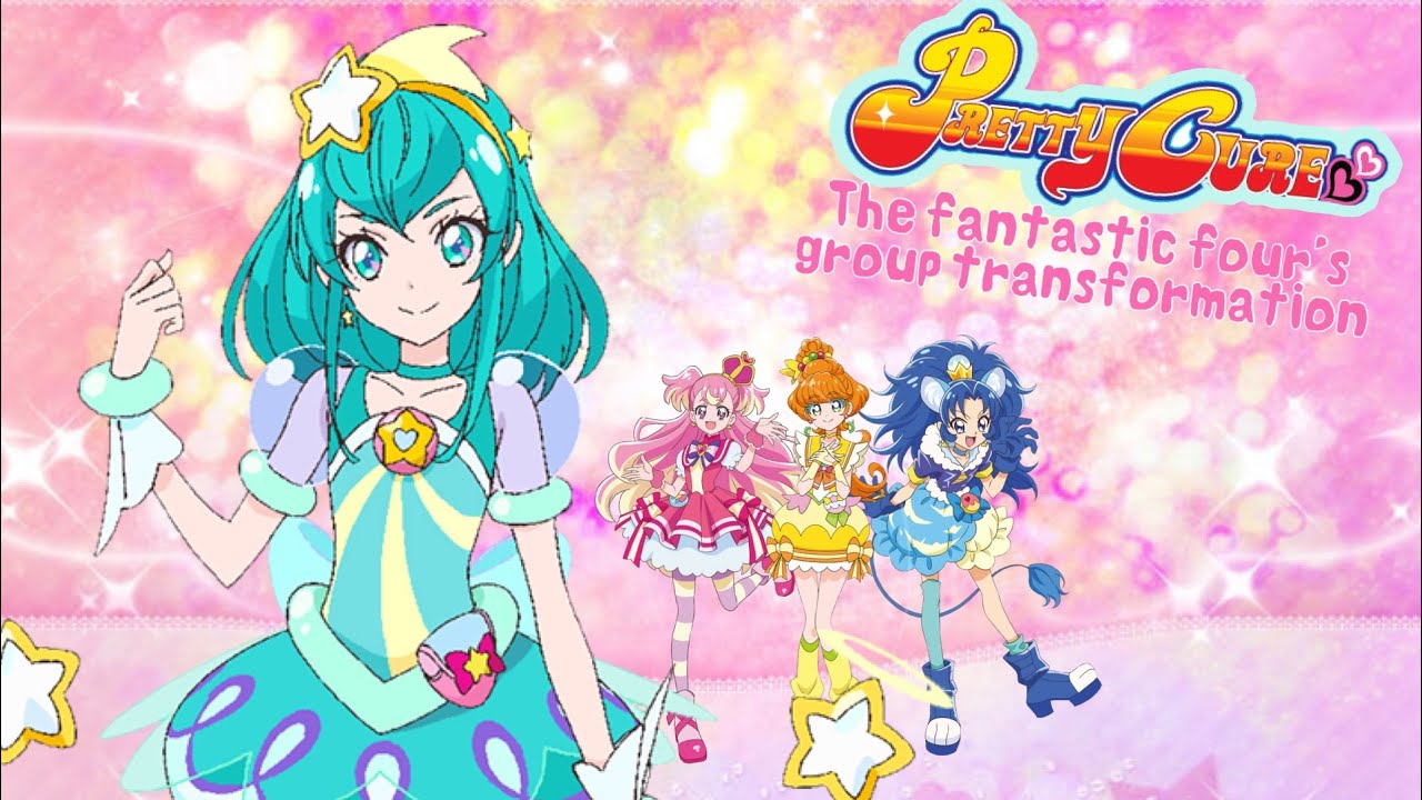 Pretty cure | the fantastic four’s group transformation - YouTube