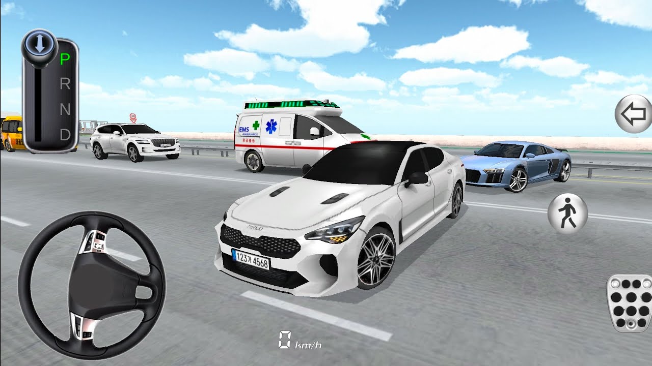 3D driving class simulation 2025 game-white kiya car parking in road-3D ...
