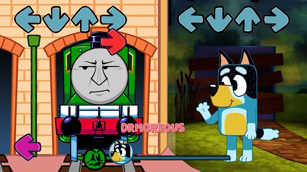 FNF BIG Engine Brawl VS ALL Bluey Family Bingo Mackenzie Muffin Sings ...