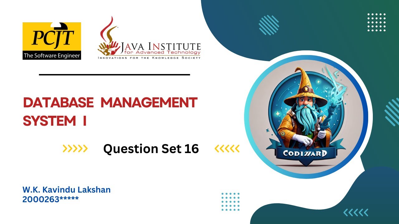 Question Set 16 Database Management System Java Institute Youtube