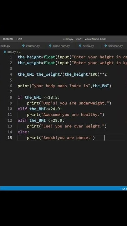 Python program to create bmi calculator #shorts #coding #programming ...
