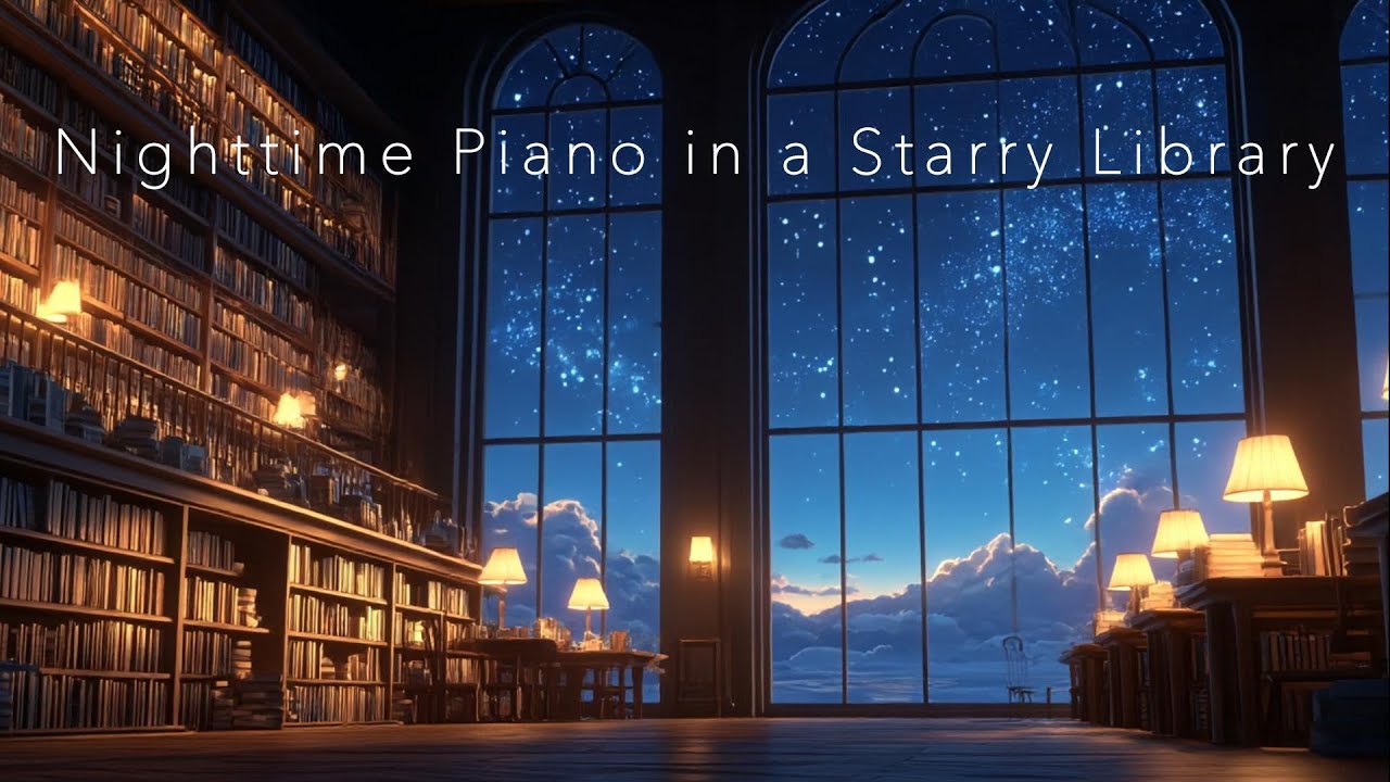 Night piano in a Starry Library - YouTube