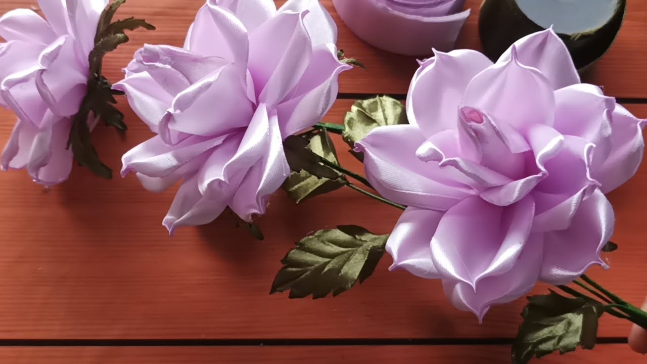 Bunga Mawar Cherry Blossom || Tutorial Membuat Bunga Dari Pita Satin ...