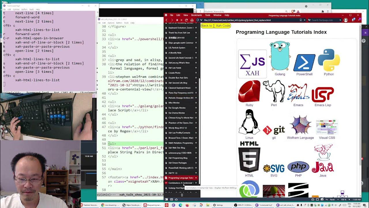 Xahtv 2021 10 12 Grepsed In Emacs Lisp Powershell Golang Python Perl Youtube