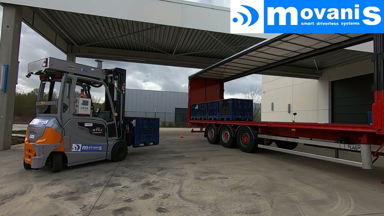 Automatic loading of a truck trailer using an AGV - YouTube