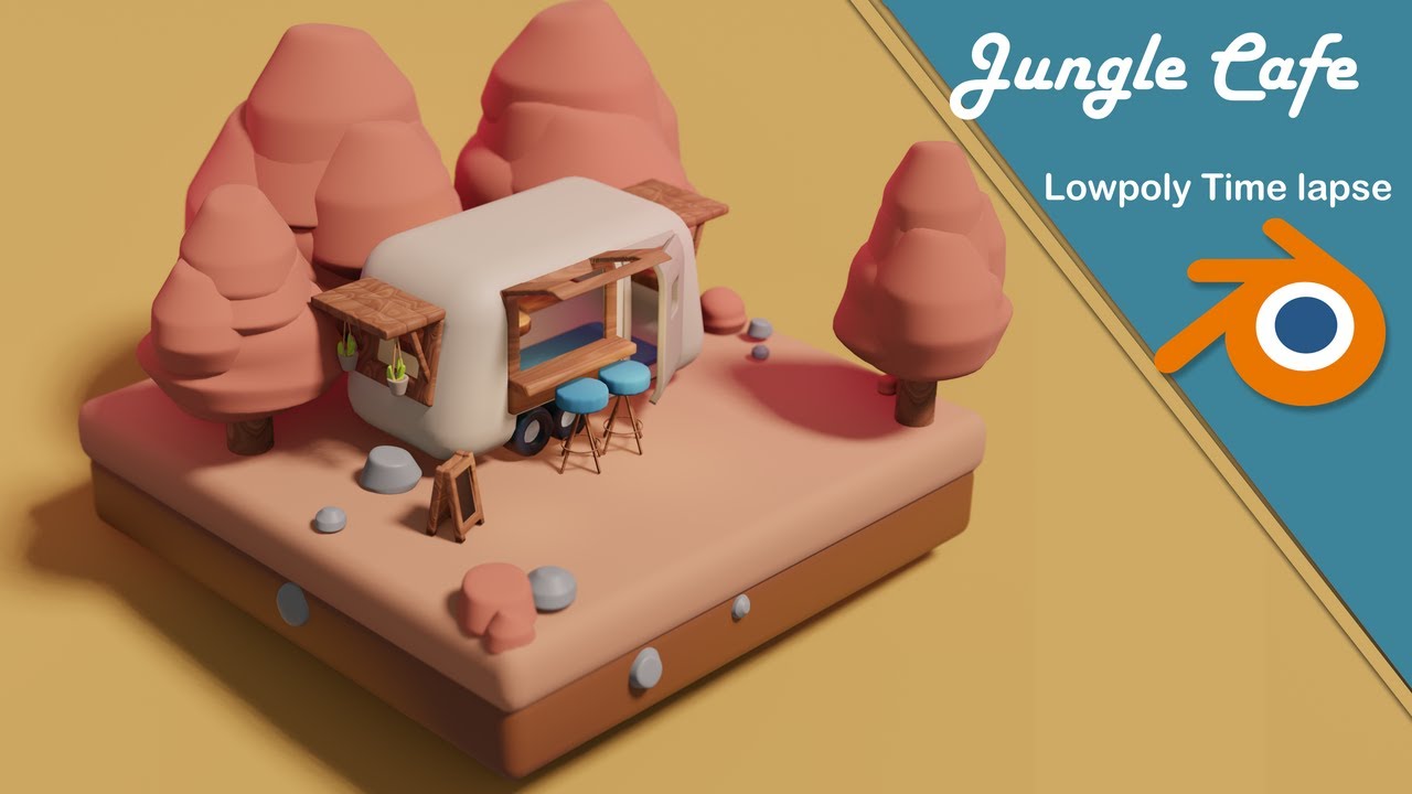 Jungle Cafe | Blender 3D modeling timelapse | lowpoly timelapse ...