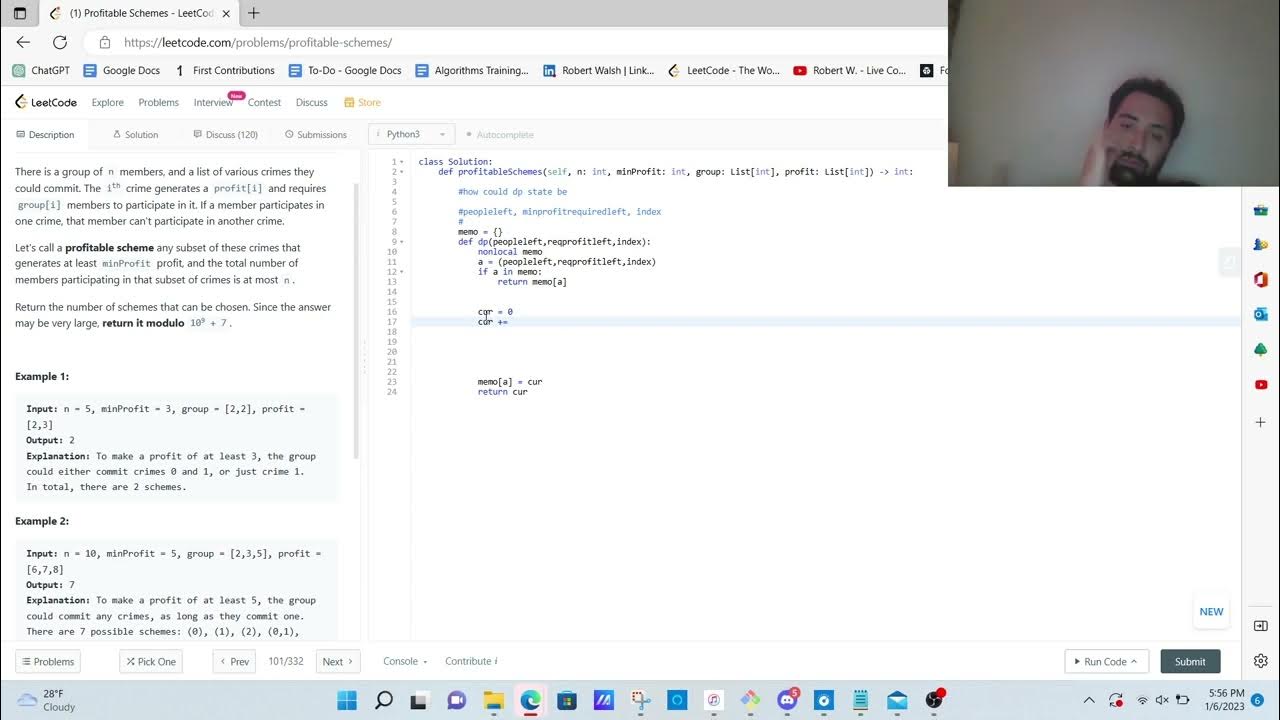 Leetcode Hard 879 Profitable Schemes Youtube