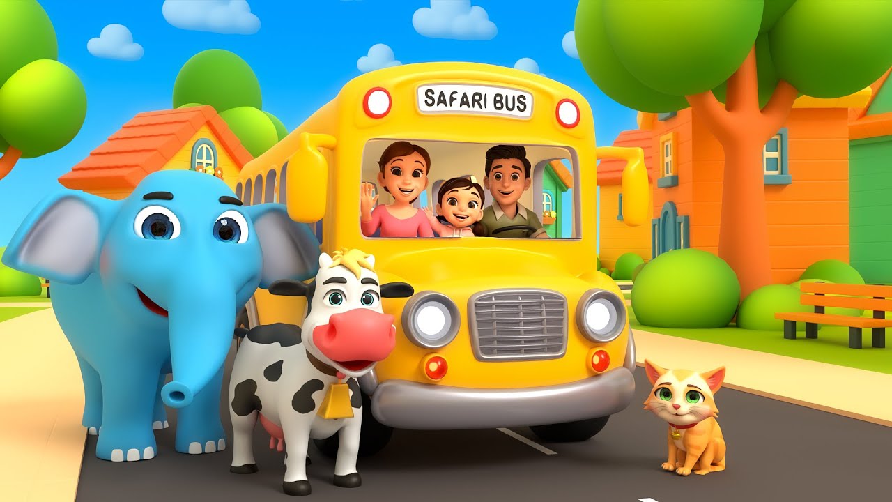 Animals Kids Party with Five Little Monkeys on the Bus | Farm Newborn ...