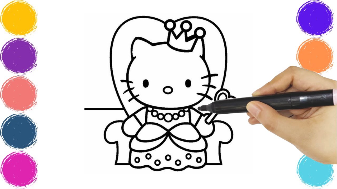 Princess Hello Kitty Coloring, Painting, and Drawing for Kids and ...