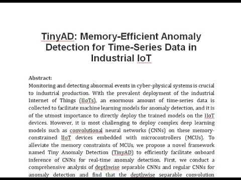 TinyAD Memory Efficient Anomaly Detection for Time Series Data in Industrial IoT - YouTube
