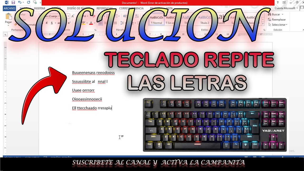 Solución al problema con el teclado, (repite las letras), de manera ...