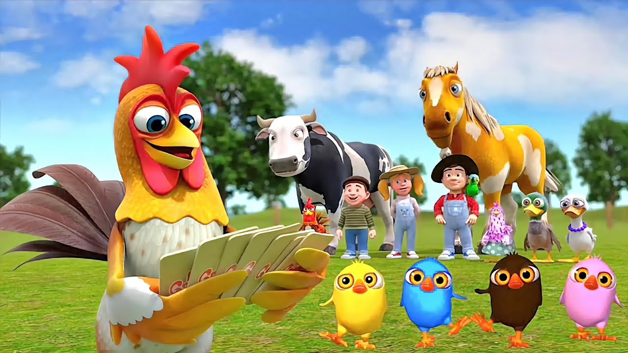 El Pollito pío 3d | el Toro y el Tractor de la Granja | The Chick and ...