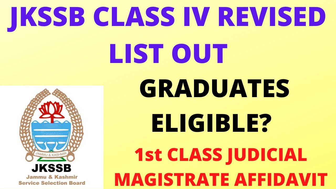 JKSSB Class IV Revised List Out| Affidavit 1st Class Magistrate Se Hi ...