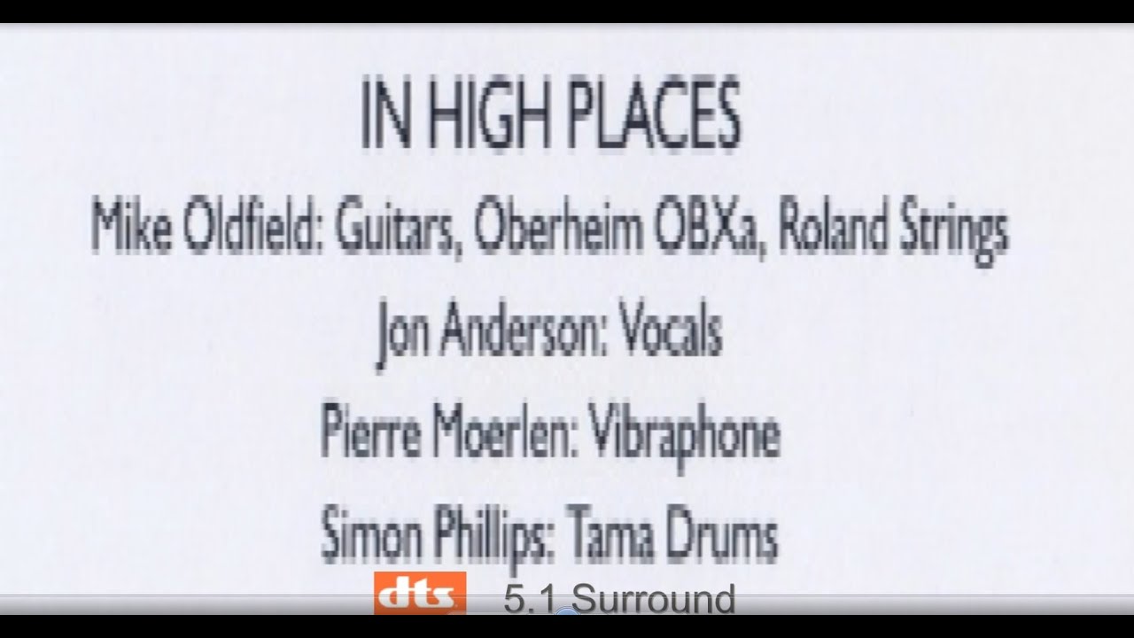 Mike Oldfield & Jon Anderson- In High Places (DTS 5.1 Surround) (2013 ...