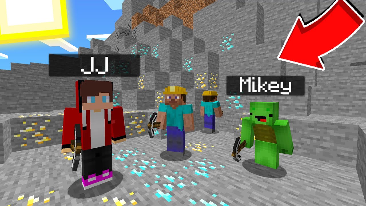 JJ and Mikey became miners in MInecraft!!! Minecraft Maizen! Minecraft ...