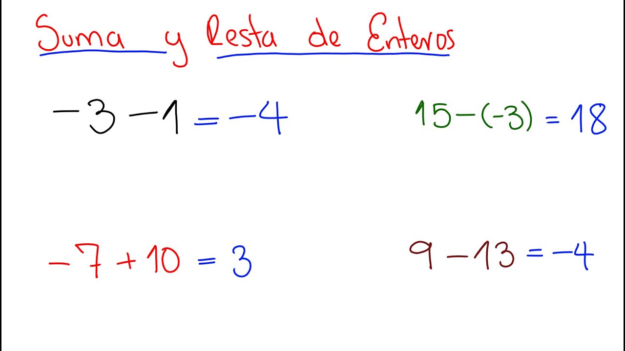 Identificar Sumas y restas de Enteros mediante reglas sencillas - YouTube
