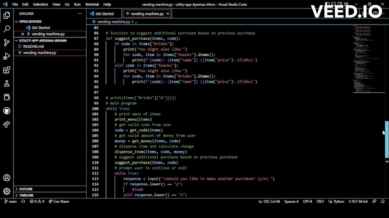 Vending machine using Python, Code-lab 1 - YouTube