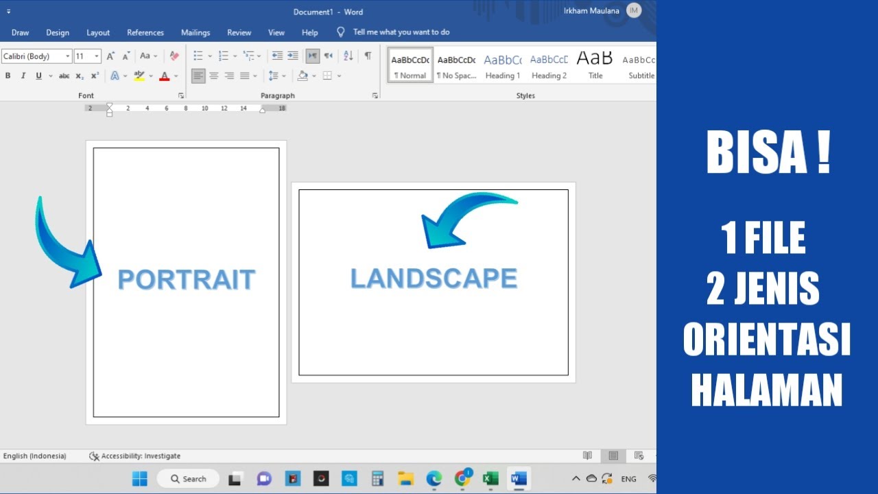 Cara Menggabungkan Portrait Dan Landscape Dalam 1 File Dokumen ...