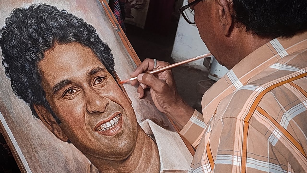Drawing Legend Sachin Tendulkar | Hyper realistic Watercolor Portrait ...