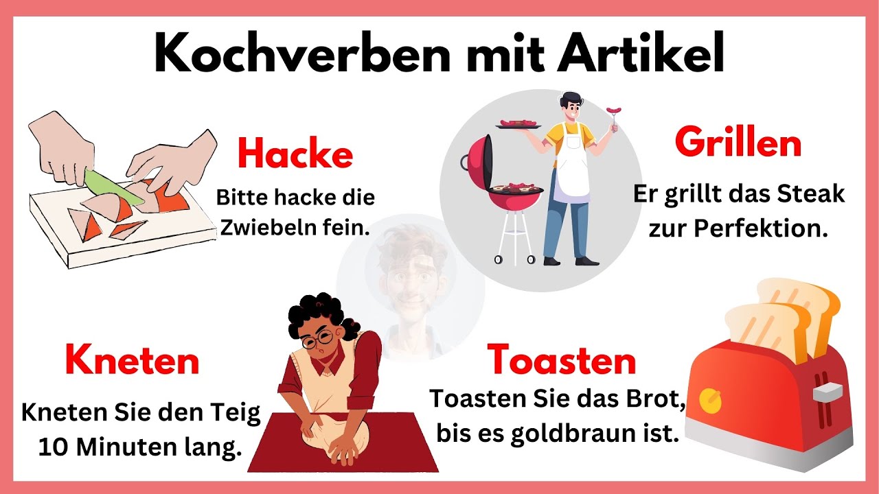 Kochverben auf Deutsch | Kochvokabular mit Sätzen | #deutschvokabular # ...