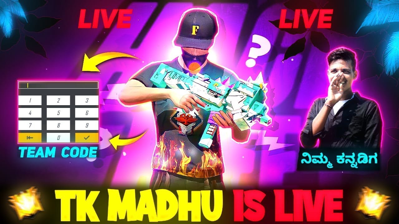 🔴FREE FIRE LIVE STREAM IN KANNADA 🔥TK MADHU IS LIVE ♥️ #teamkarnataka # ...