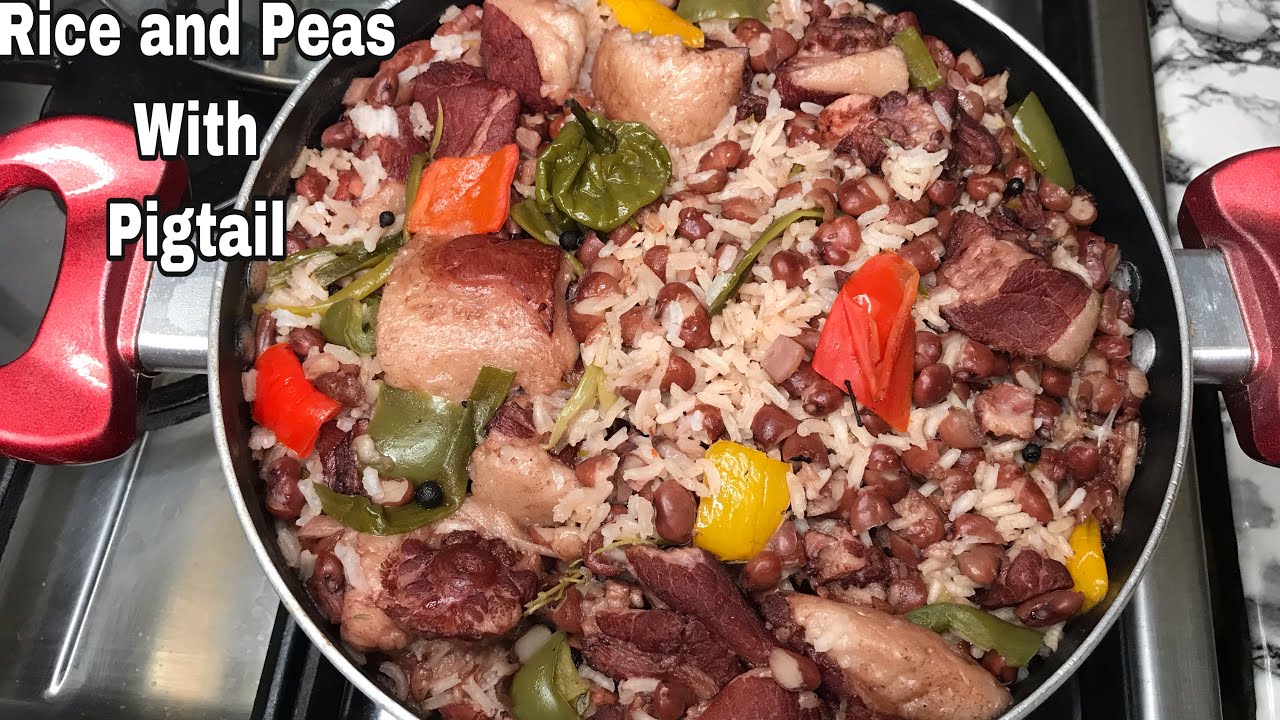 Rice And Peas With Pigtail || Jamaican Rice And Peas || Ronica Love ...