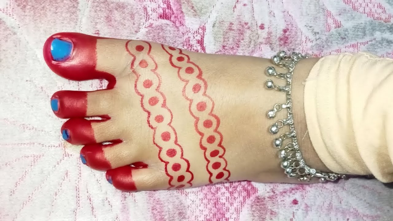 New Tarike se Alta Lagana Sikhe ll How to make Alta Mahawar Design 👣 ...