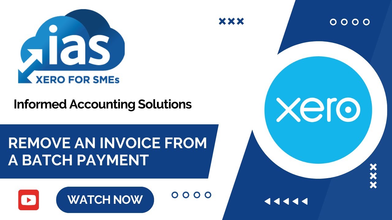 Xero Tips - How to remove an invoice from a Batch payment - YouTube