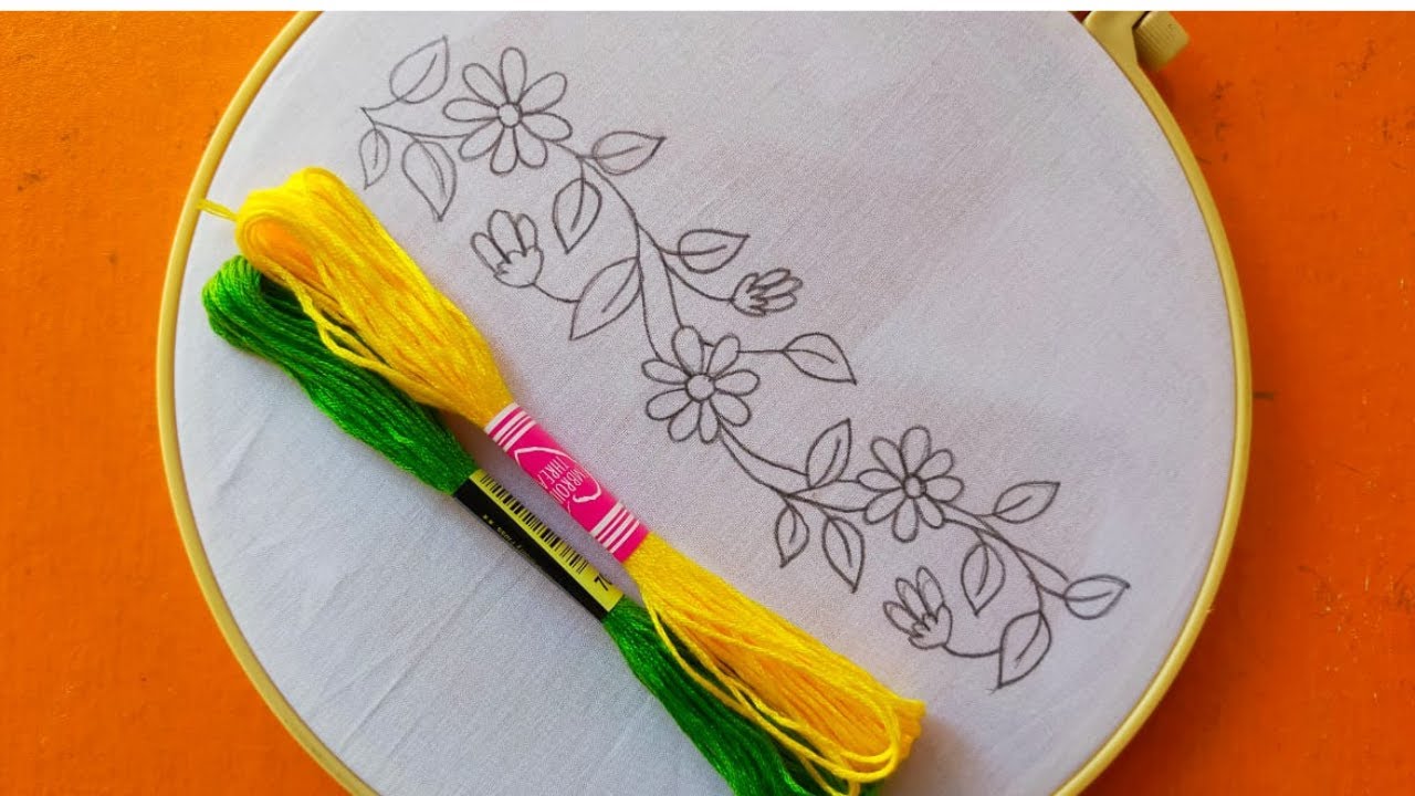 Beautiful & Simple Borderline Embroidery Design /Easy Embroidery - YouTube