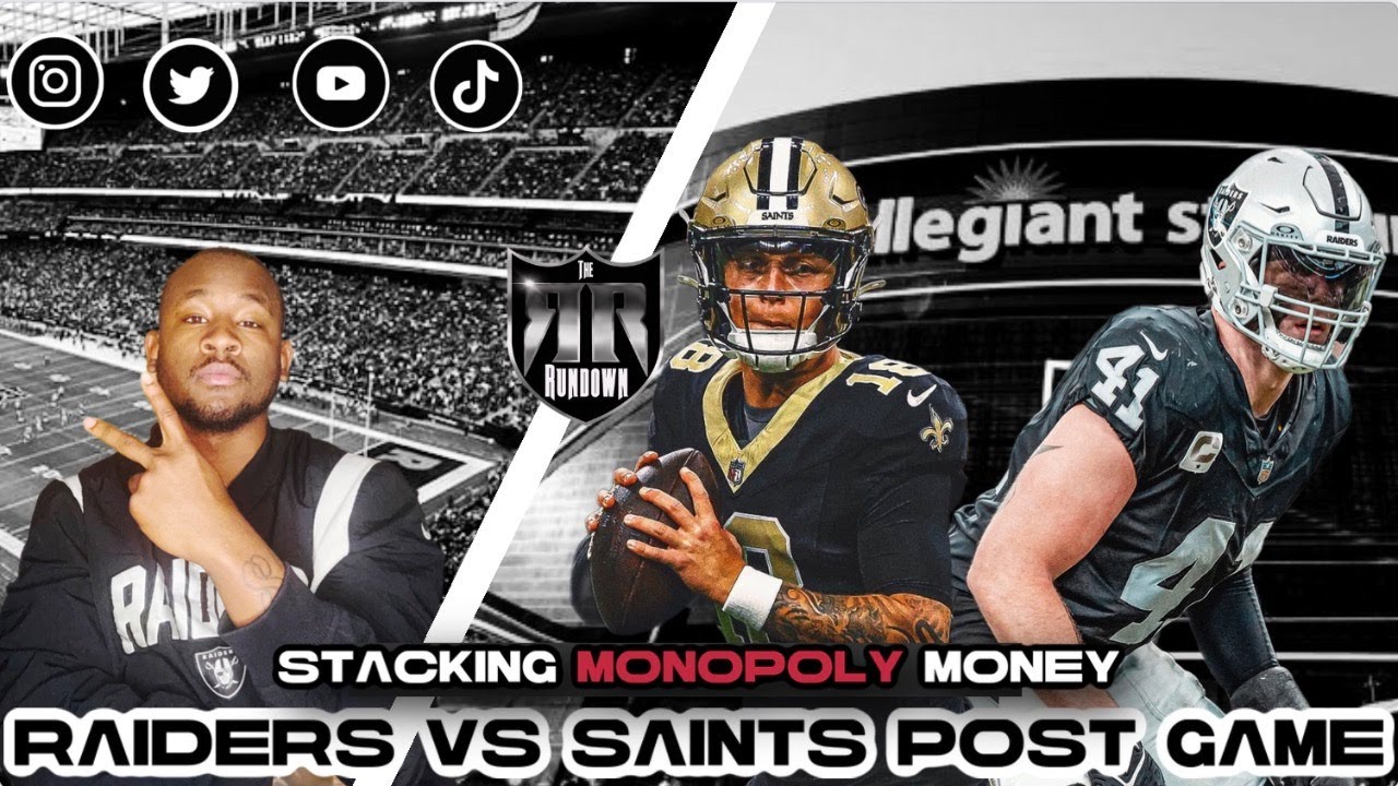 Raiders Vs. Saints Post Game Rundown|Stacking Monopoly money|Stingy win ...