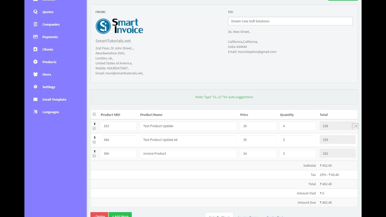Smart Invoice Version 3 - YouTube