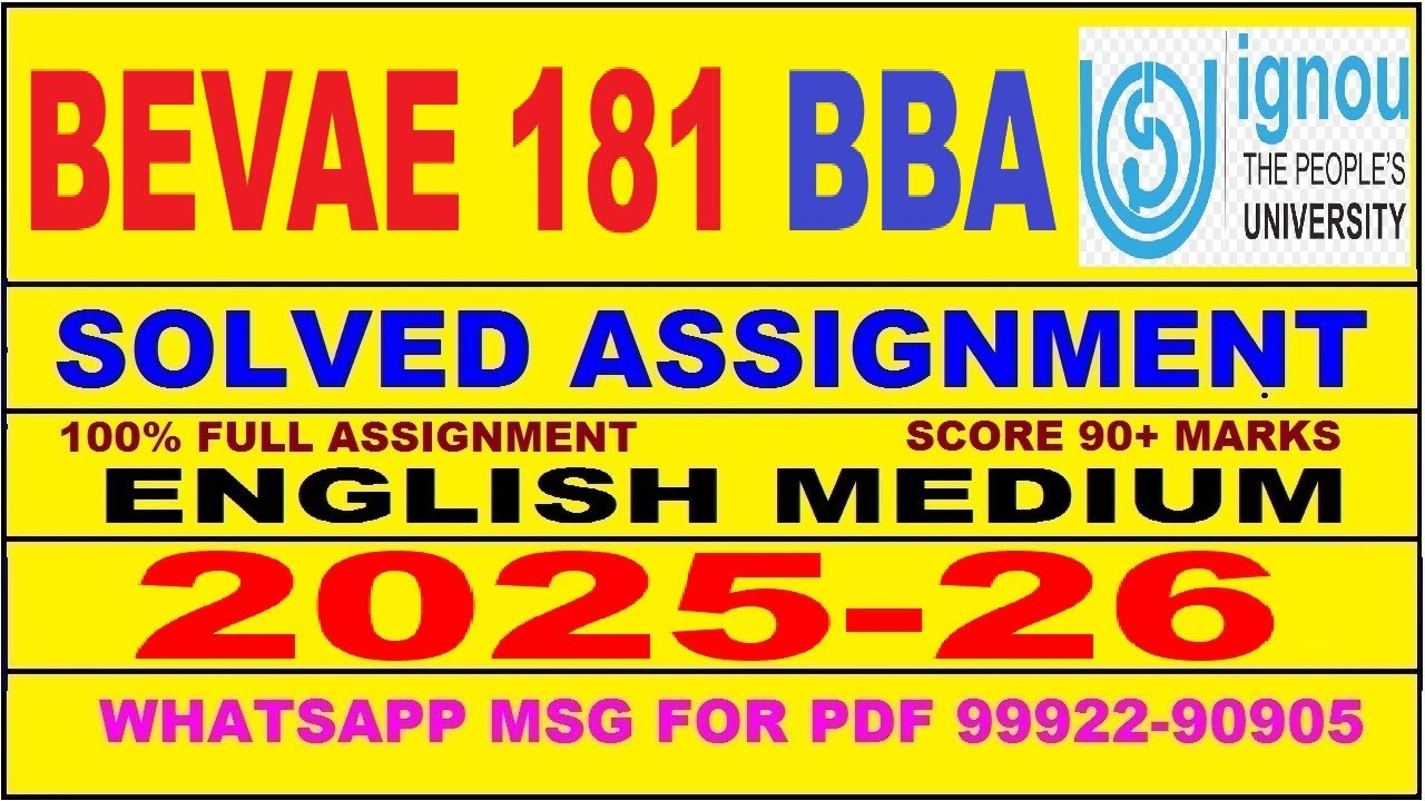BEVAE 181 solved assignment 2025-26 in English | bevae 181 solved ...
