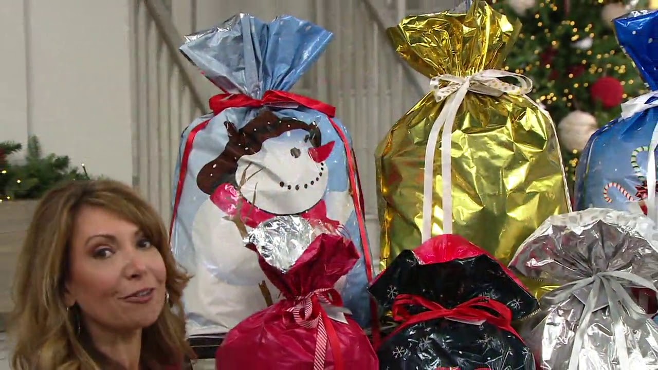 Kringle Express 60-Piece Drawstring Gift Bag and Tag Set on QVC - YouTube